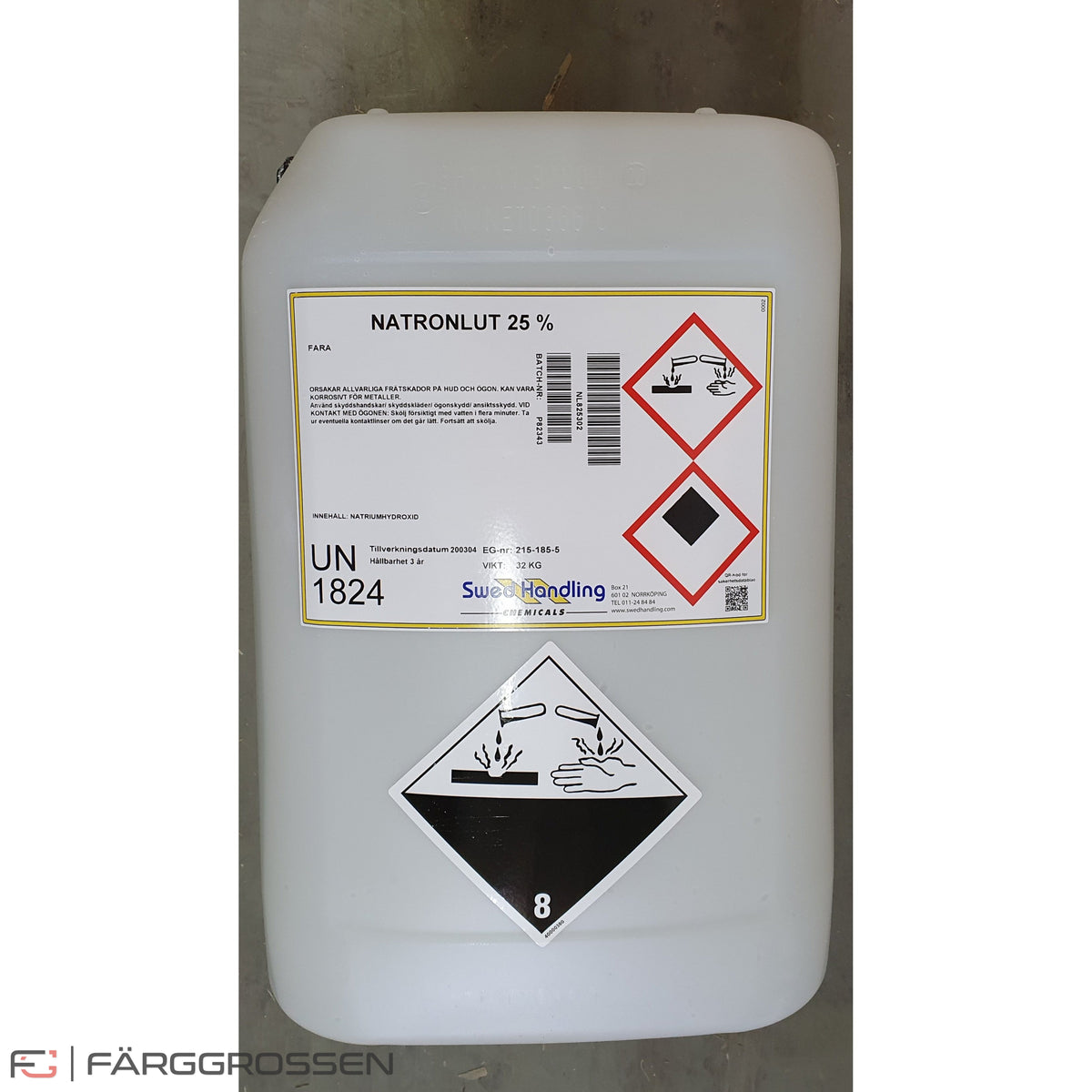 Natronlut (Natriumhydroxid) 25% (Kostnad för ADR-frakt tillkommer,